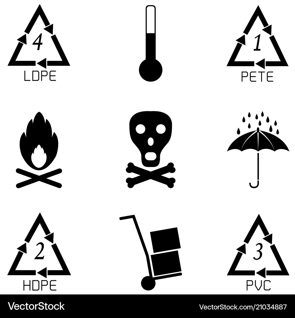 Packaging symbols icon set Royalty Free Vector Image