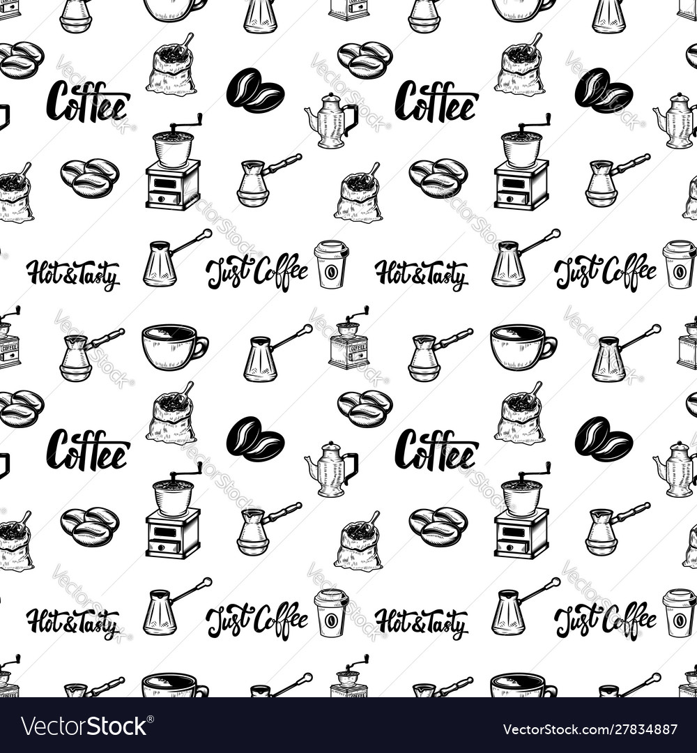 Seamless pattern with coffee design elements Vector Image