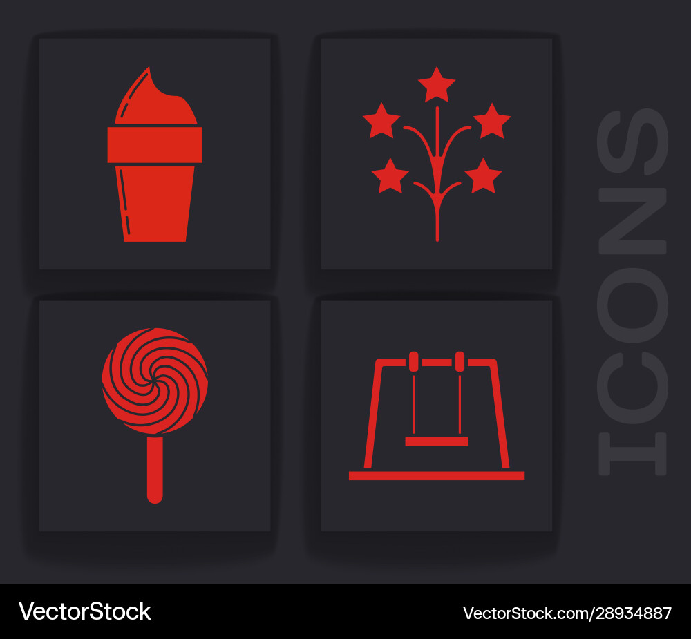 Set swing ice cream in waffle cone fireworks Vector Image