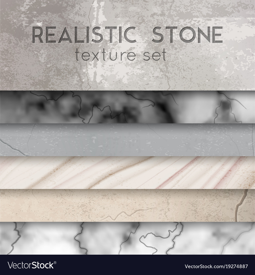 Stone texture samples realistic set Royalty Free Vector