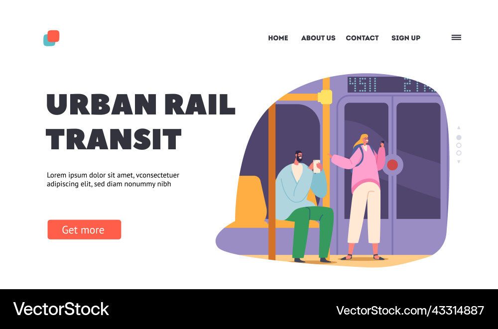 Urban rail transit landing page template subway Vector Image