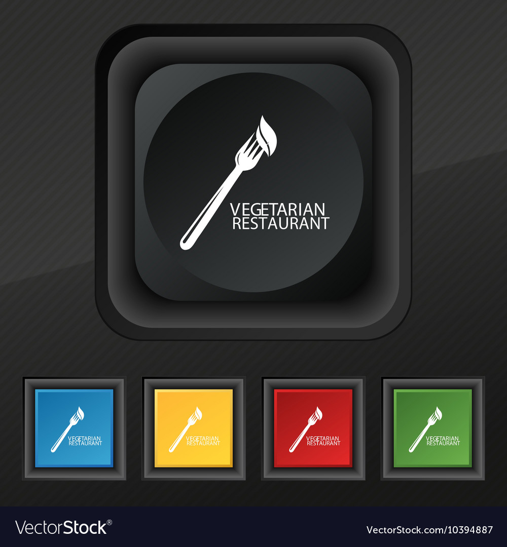 Vegetarian restaurant icon symbol set of five Vector Image Vegetarian restaurant icon symbol set of five Vector Image