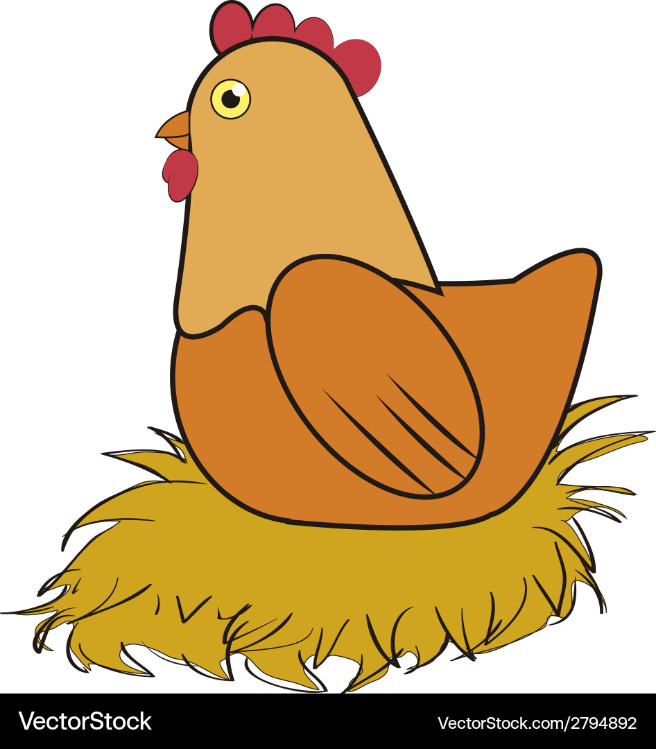 An isolated chicken and a nest on a white Vector Image