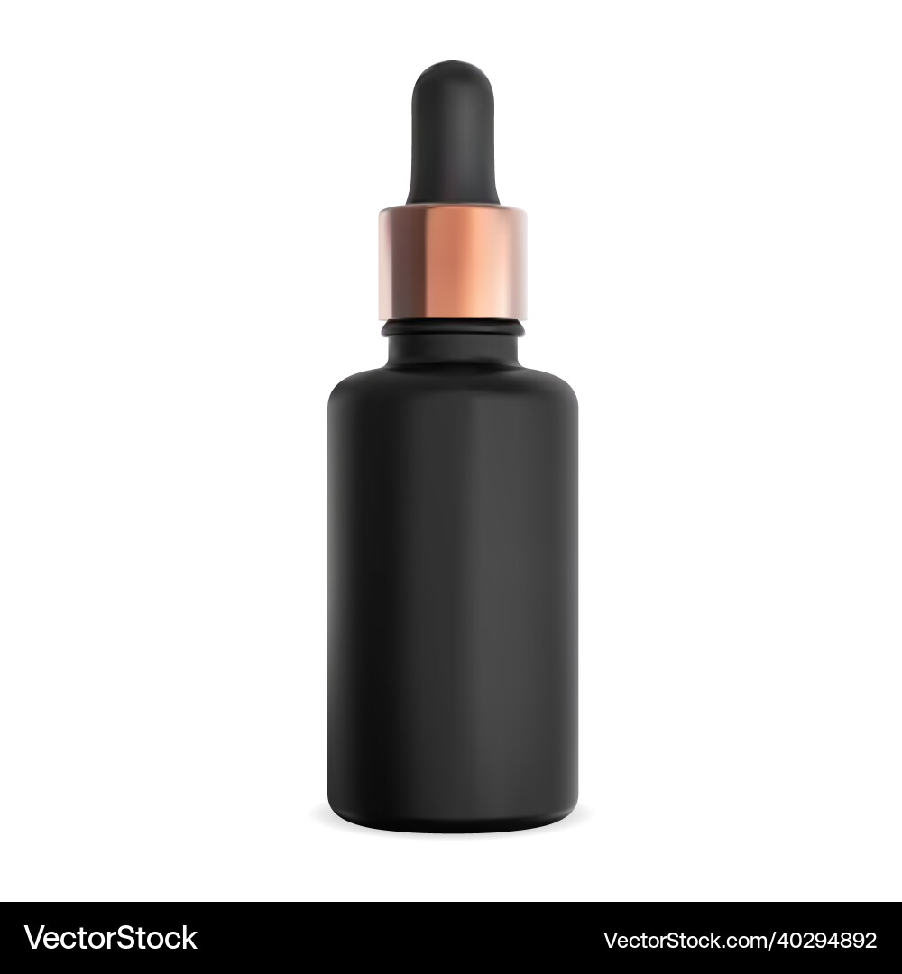 Black serum dropper bottle essential oil eye drop Vector Image