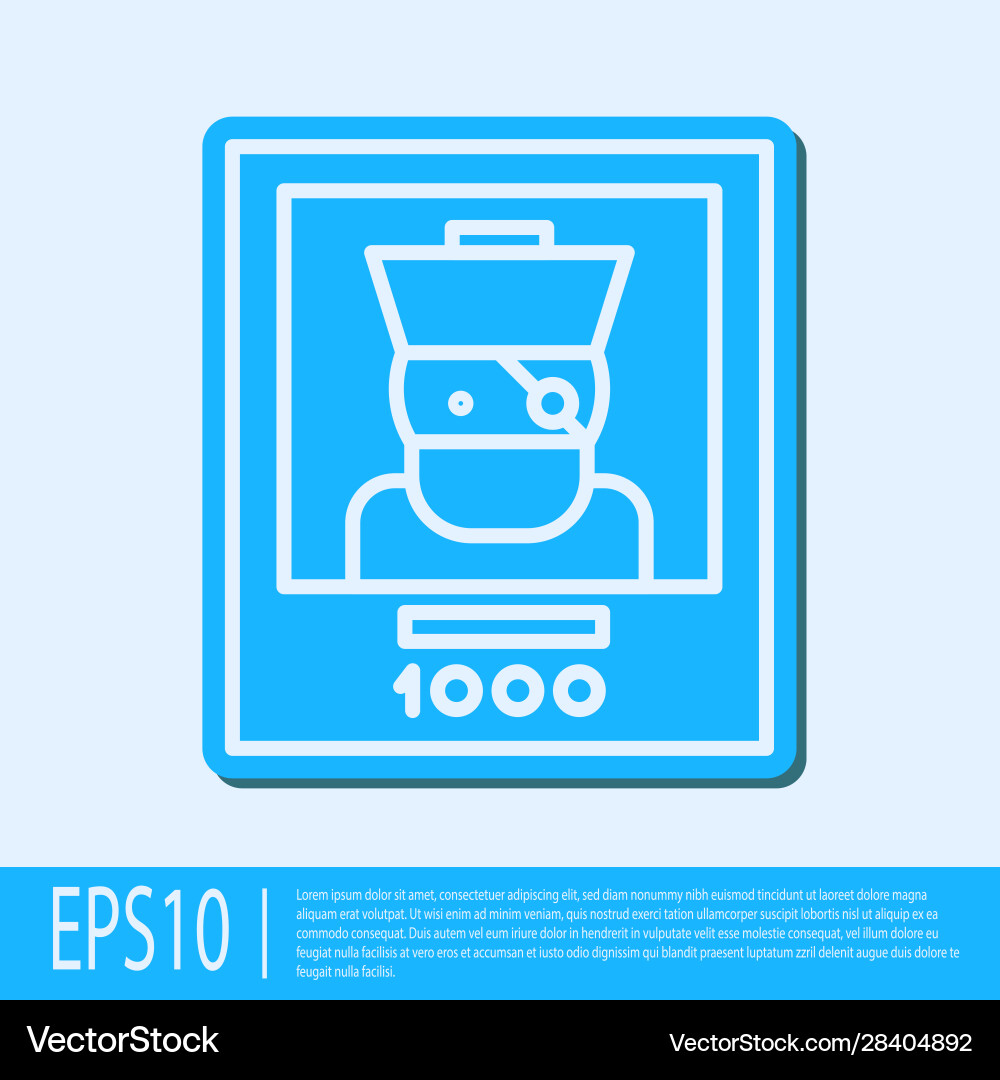 Blue line wanted poster pirate icon isolated Vector Image