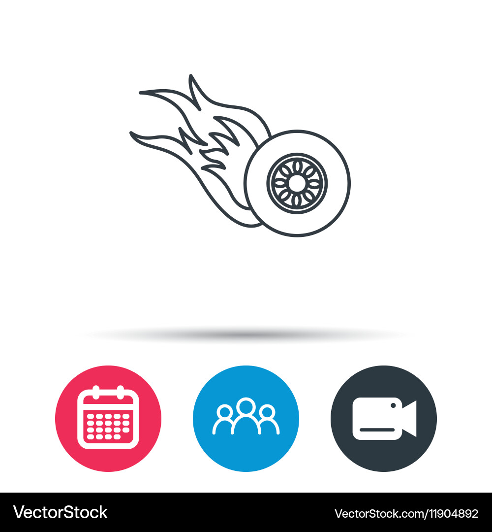 Burning wheel icon Speed or Race sign Royalty Free Vector