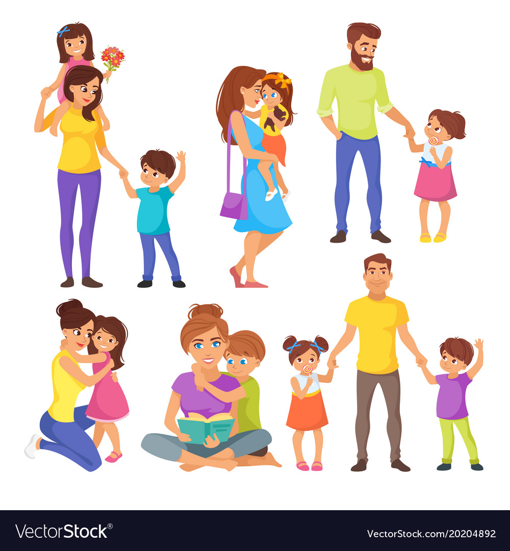 Caucasian family members parents Royalty Free Vector Image