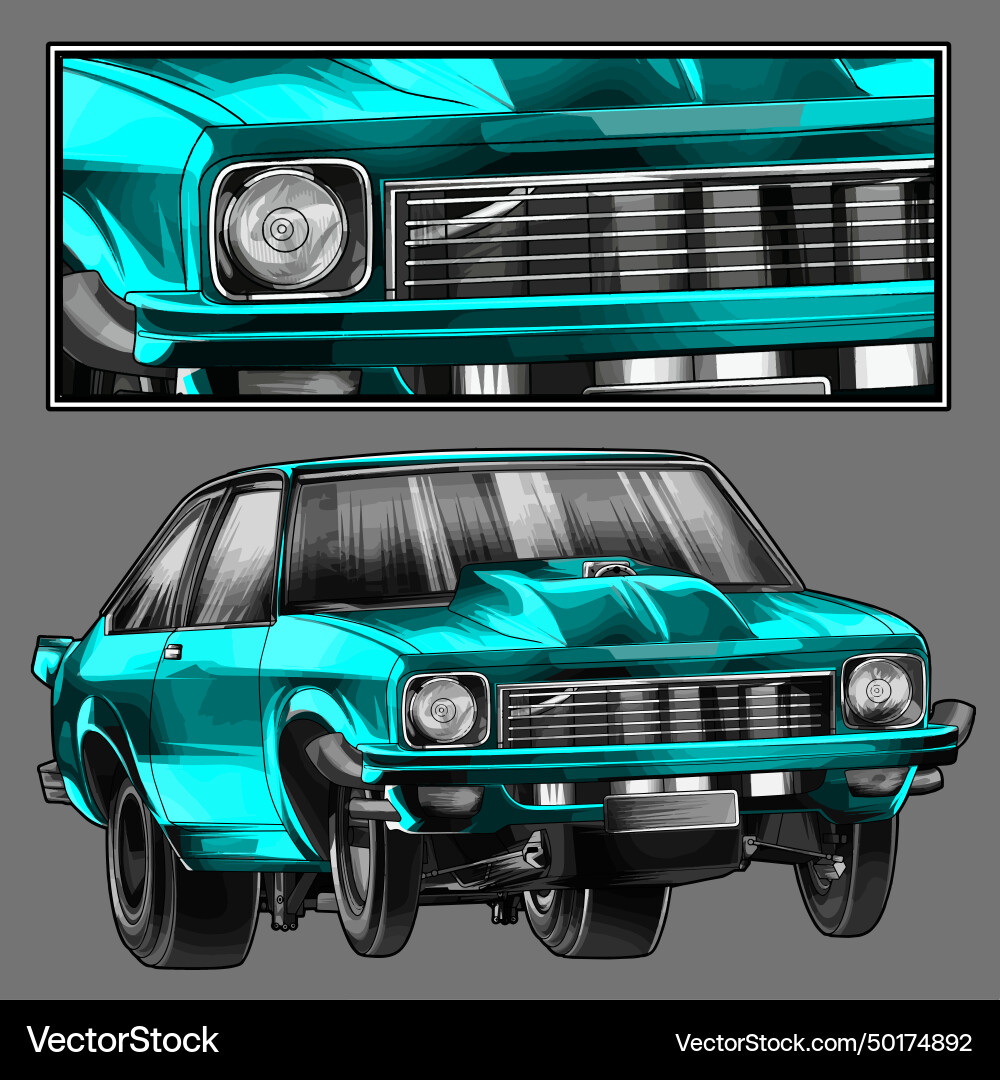 Orange drag racing car with black strip Royalty Free Vector