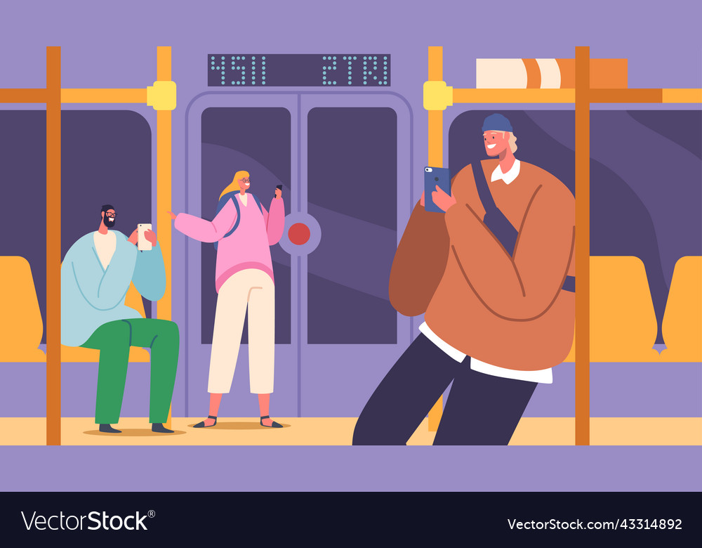 People in underground train city dwellers Vector Image