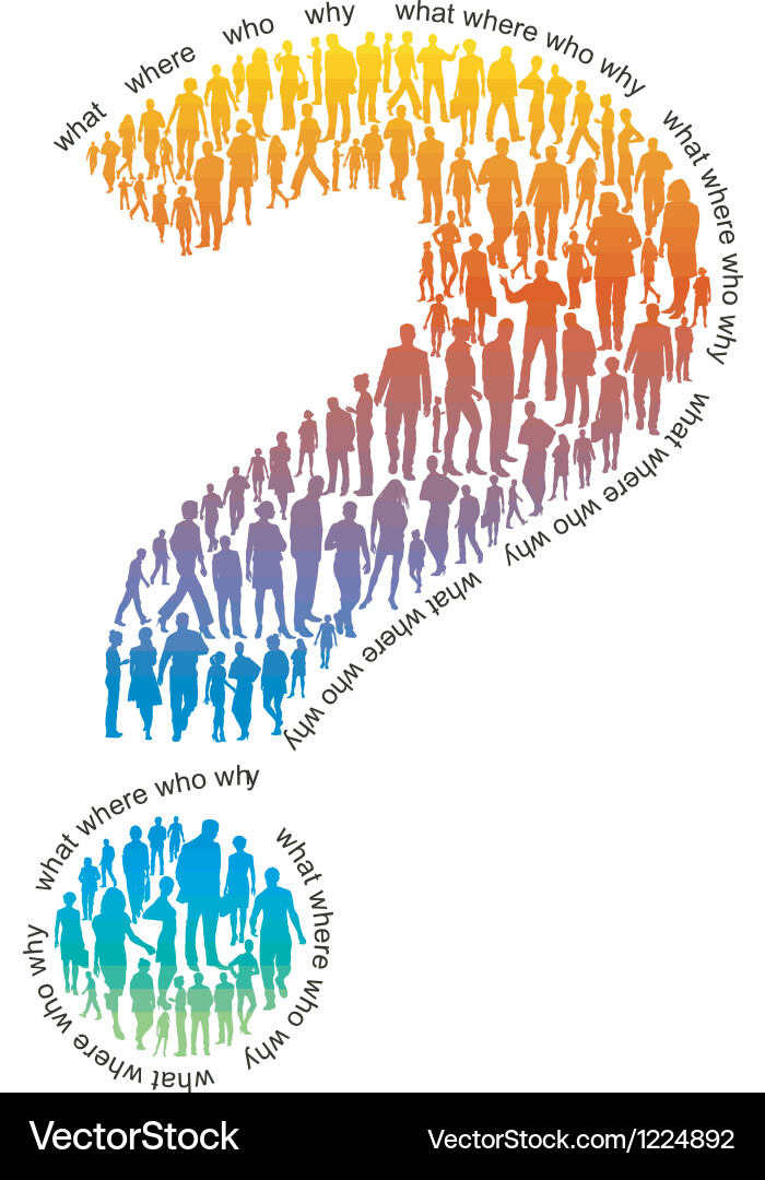 Question mark of colorful people Royalty Free Vector Image