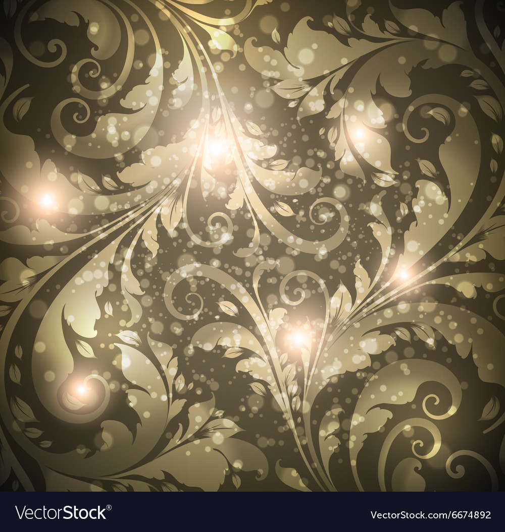 Seamless gold floral wallpaper Royalty Free Vector Image
