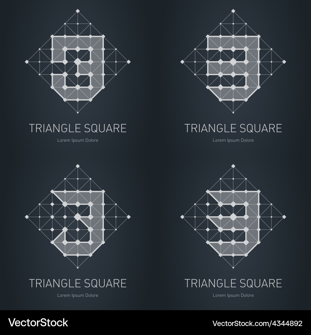 Set of modern stylish low poly logo with number Vector Image