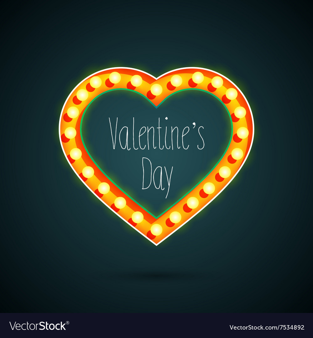 Valentines day heart with light bulbs Royalty Free Vector