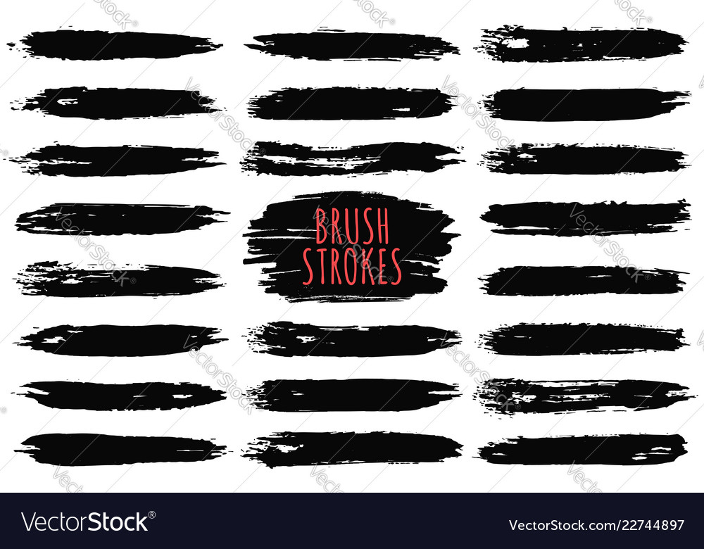 Brush strokes collection hand drawn strokes Vector Image