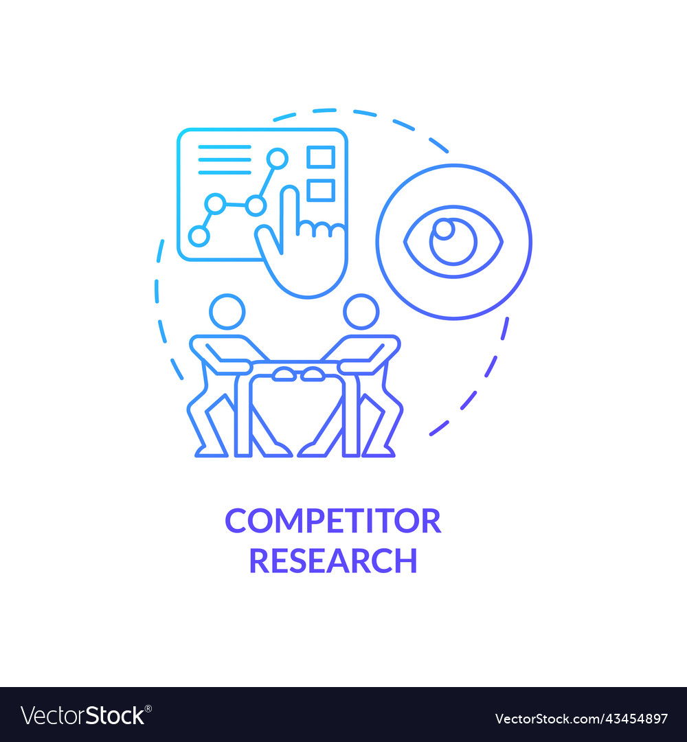 Competitor research blue gradient concept icon Vector Image