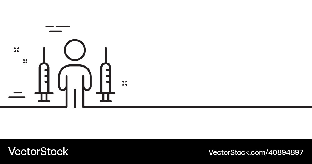 Coronavirus two injections line icon corona Vector Image