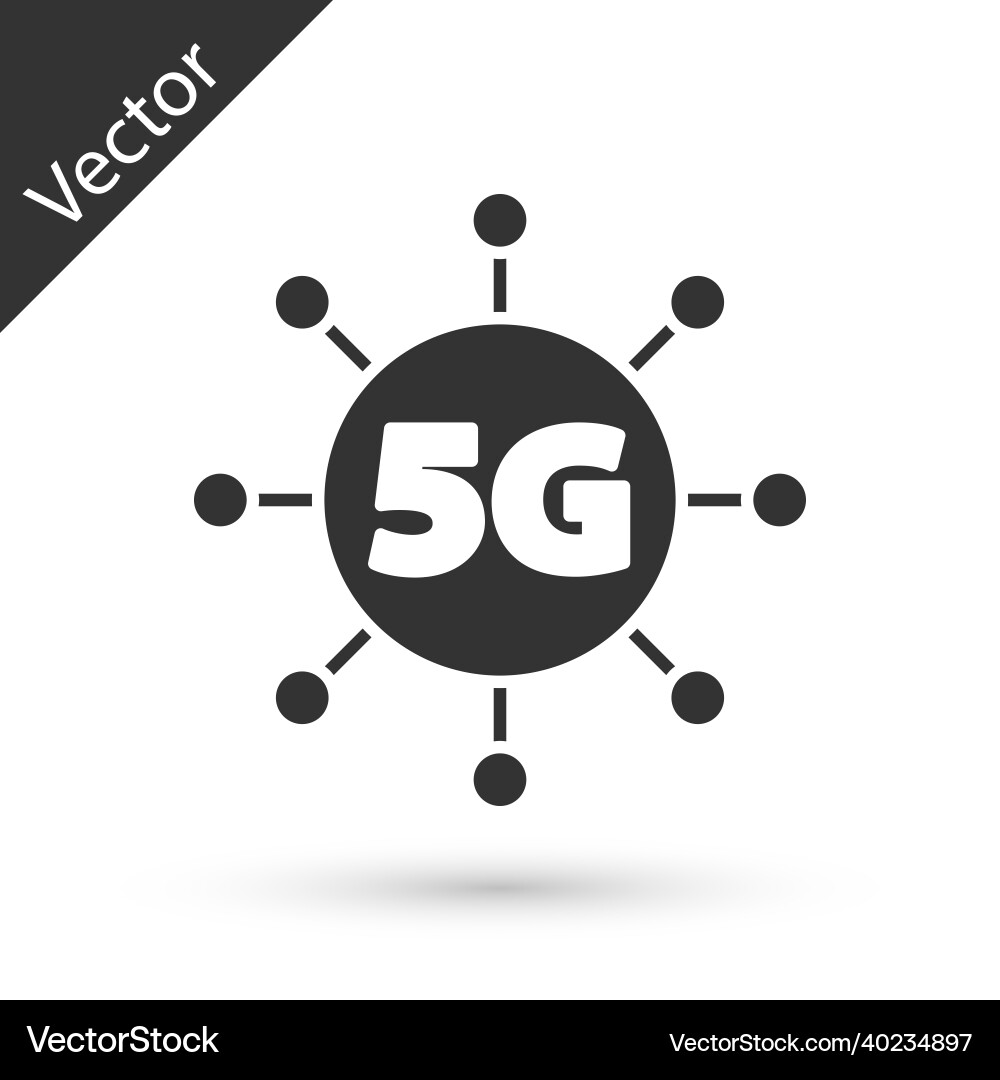 Grey 5g new wireless internet wifi connection icon