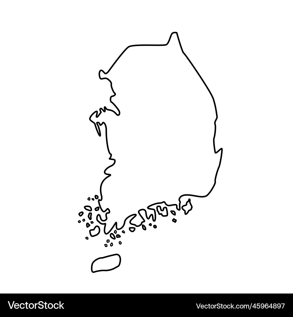 Line map of south korea Royalty Free Vector Image