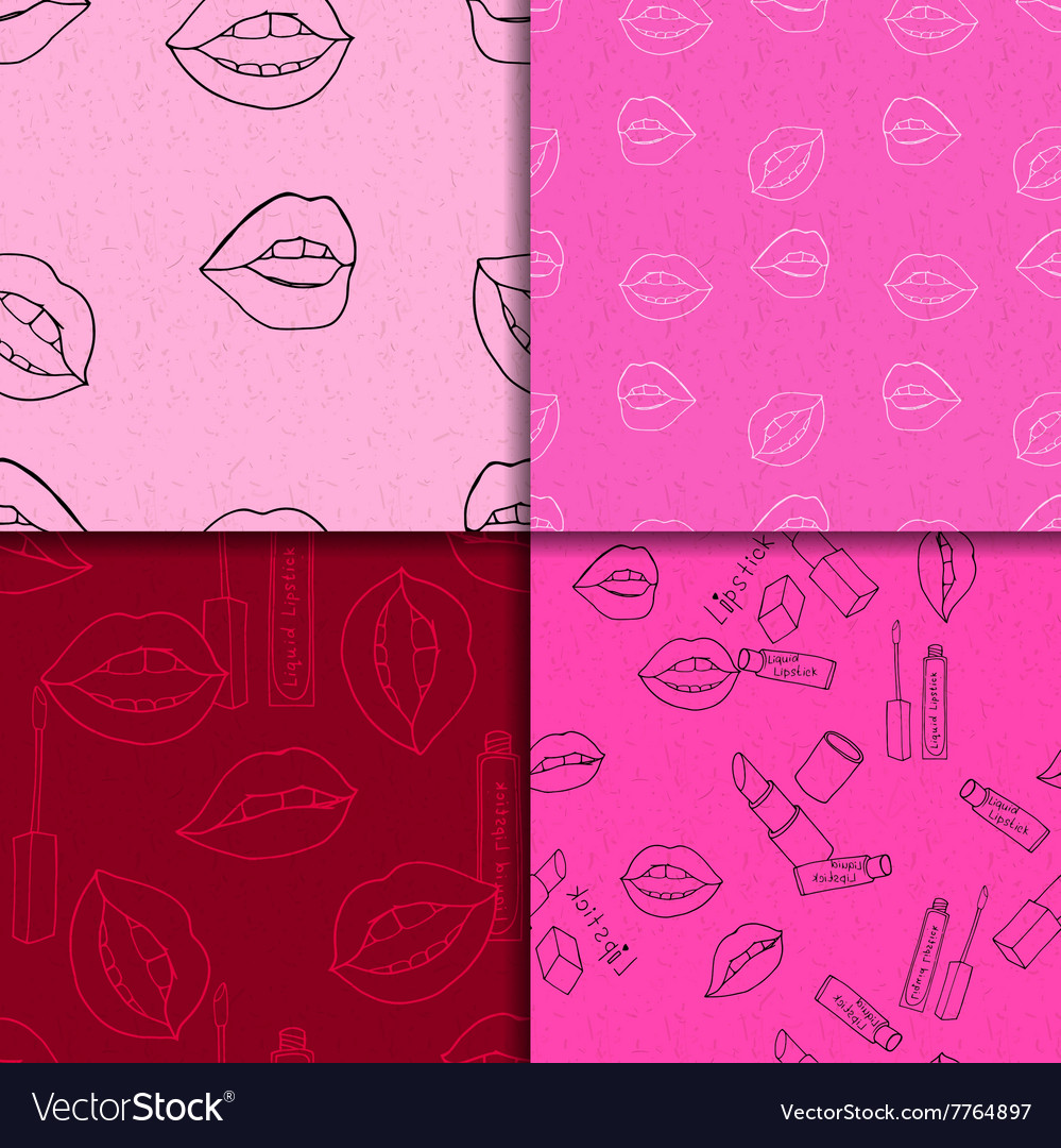 Makeup seamless pattern set Royalty Free Vector Image