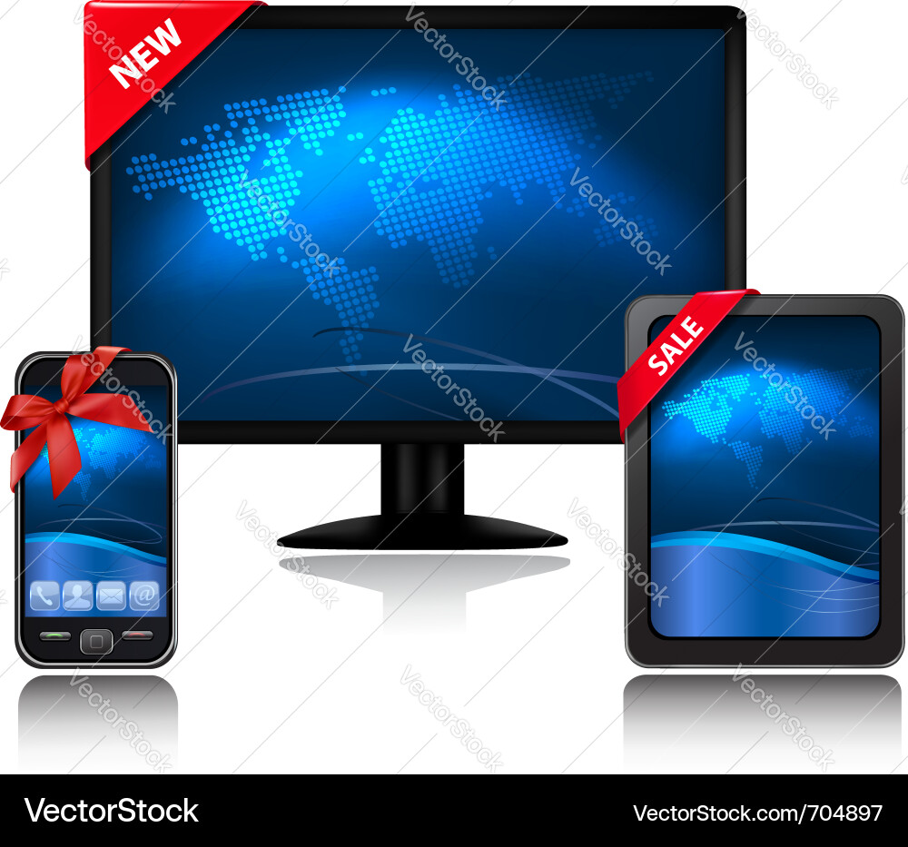 Monitor and tablet computer mobile phone Vector Image