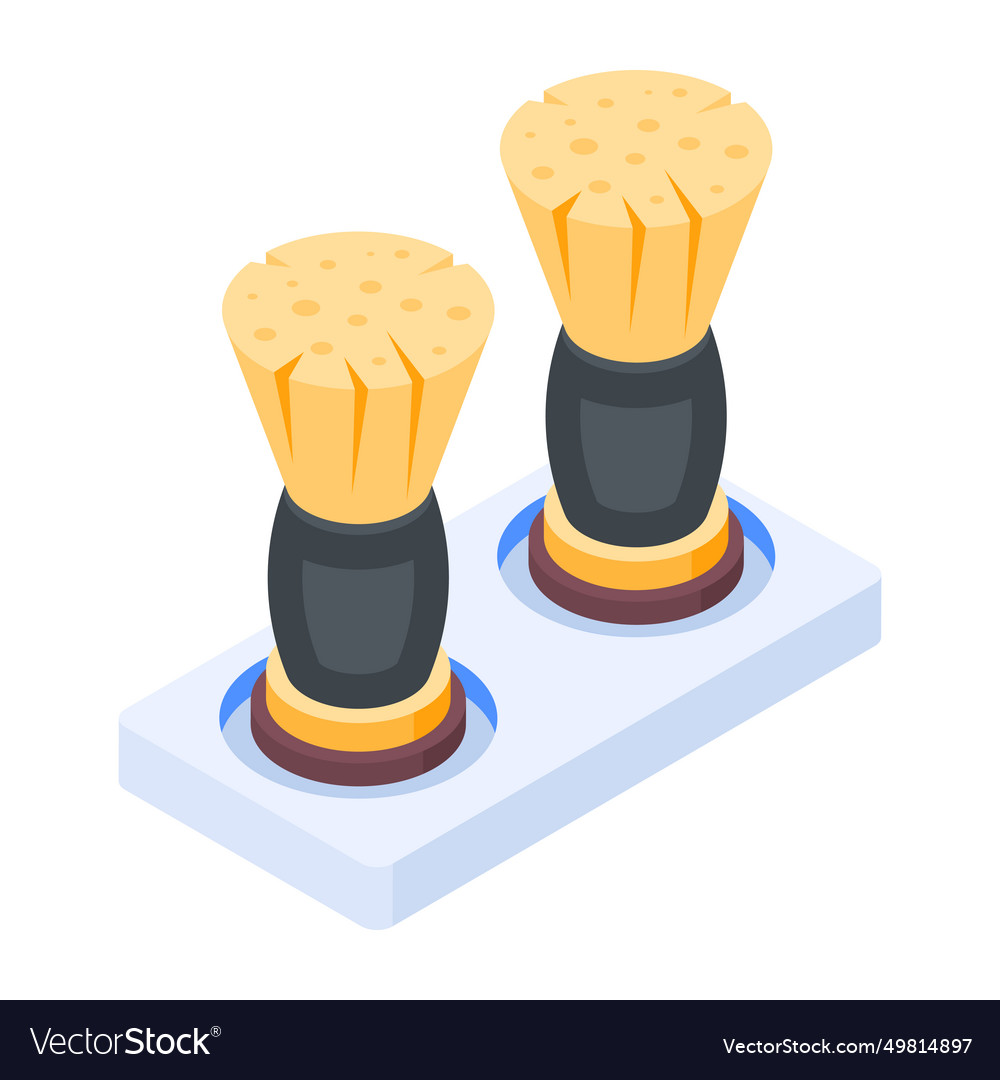 Premium isometric icon depicting shaving brushes Vector Image Premium isometric icon depicting shaving brushes Vector Image