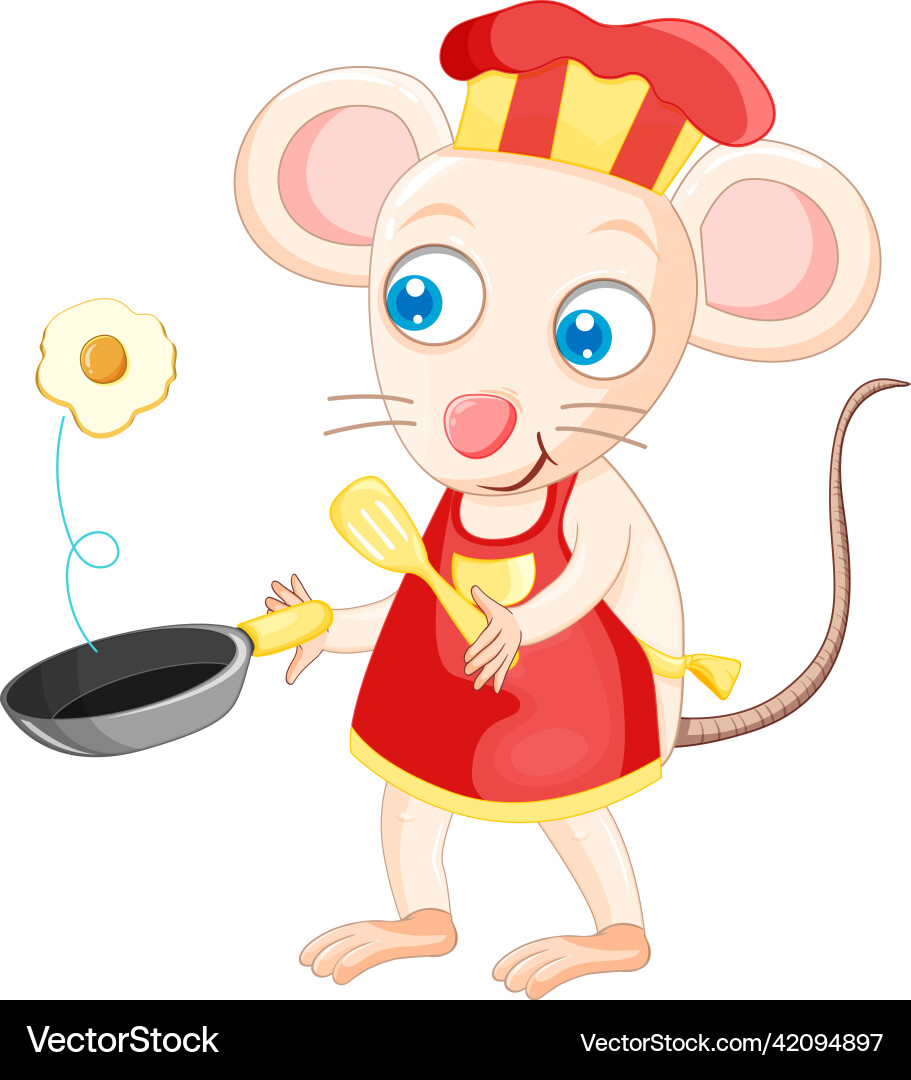 Rat cartoon character cooking breakfast Royalty Free Vector