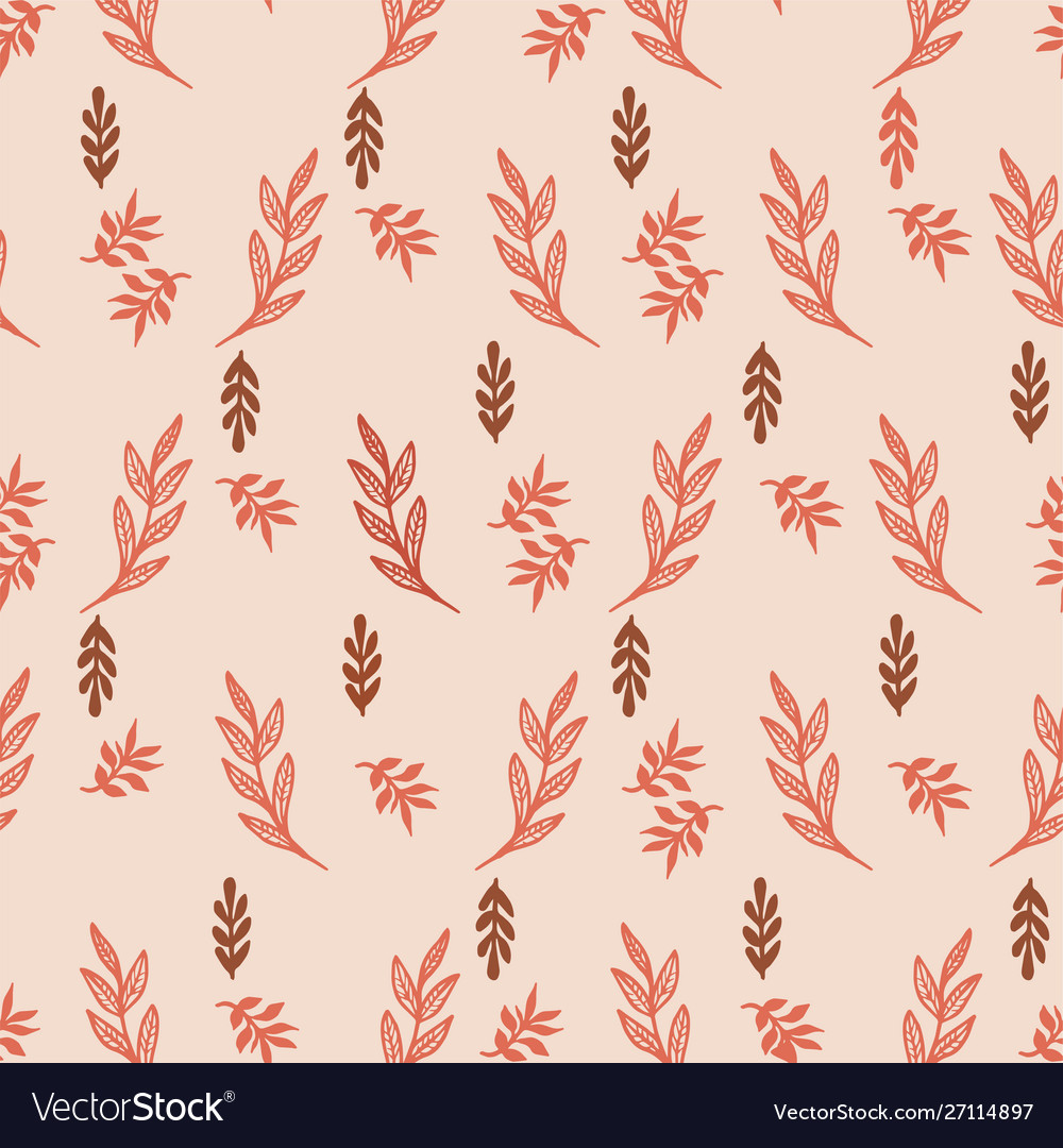 Seamless hand drawn tile pattern leaf Royalty Free Vector
