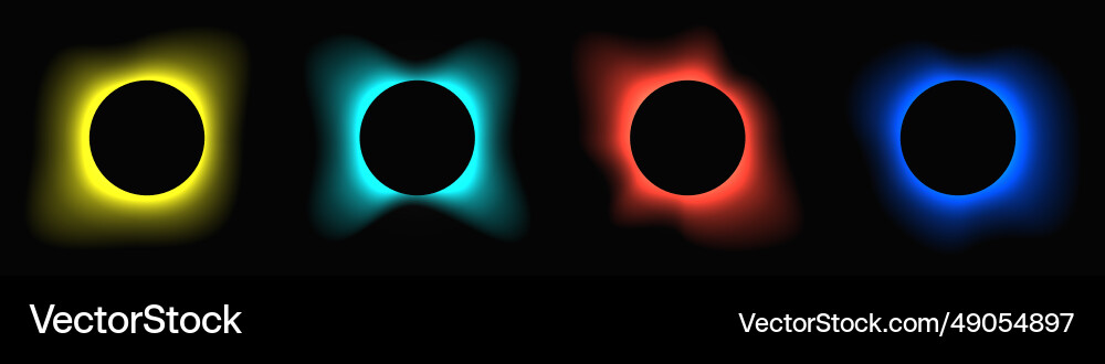 Set of circle illuminate light frames with color Vector Image