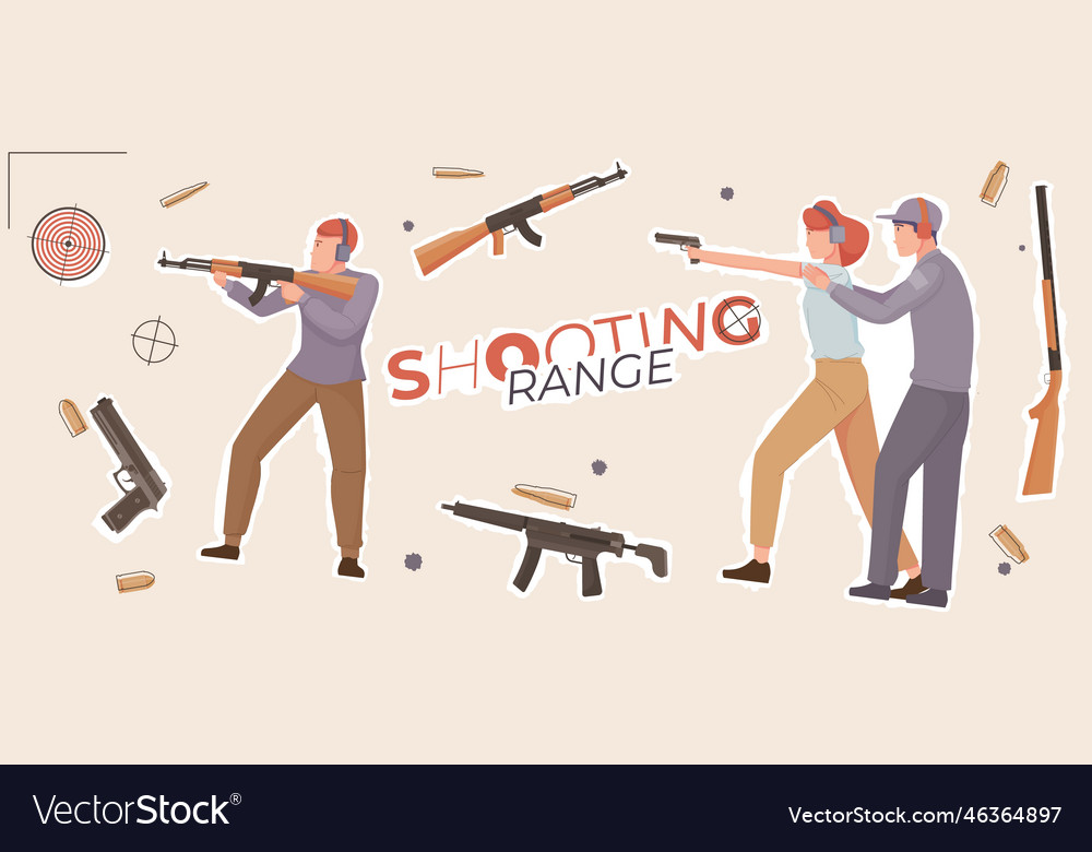 Shooting range collage composition Royalty Free Vector Image