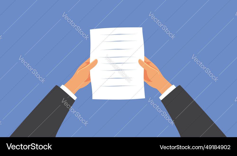 Businessman holding a contract cartoon Royalty Free Vector