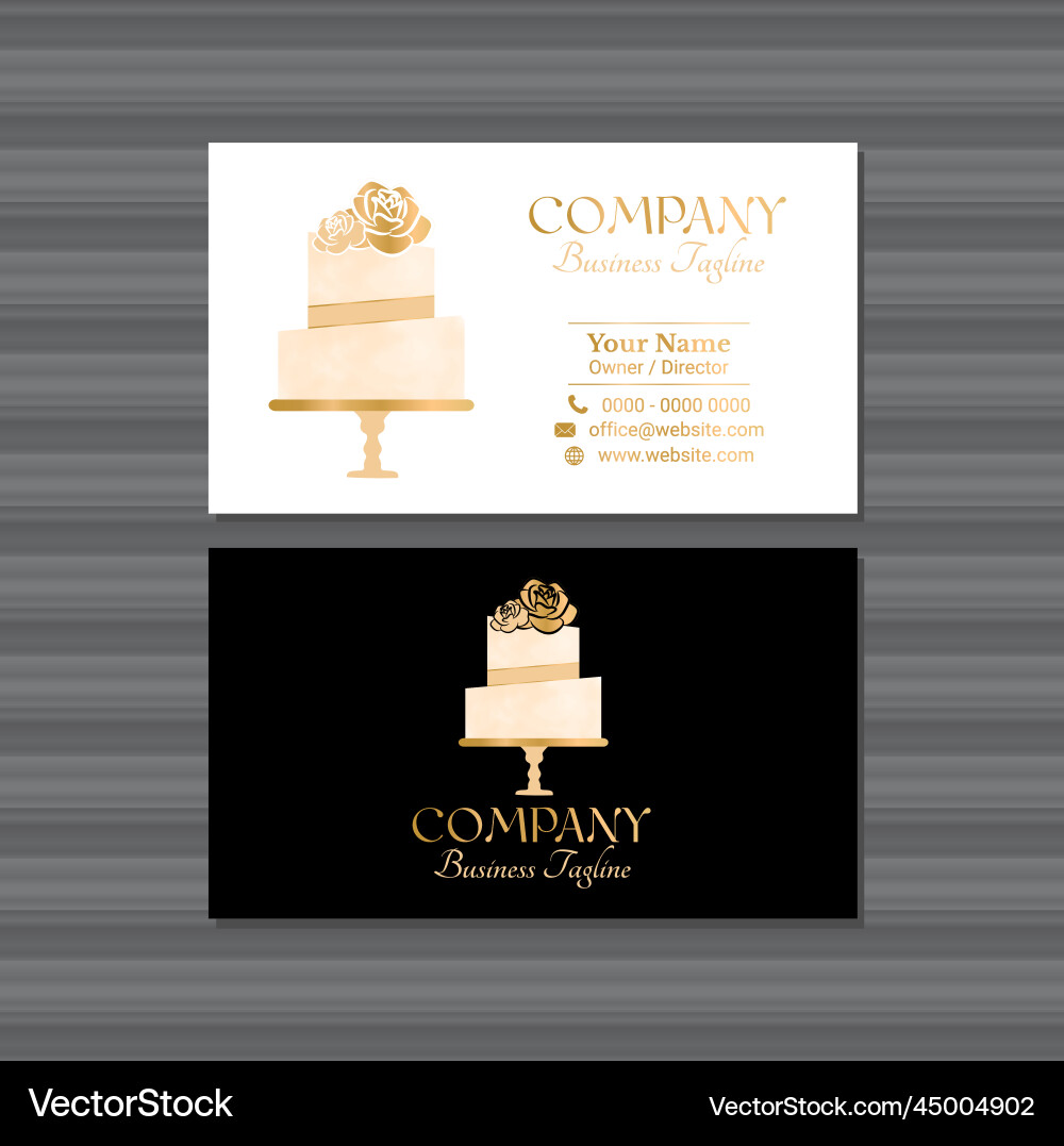 Cake business card design with black and white Vector Image