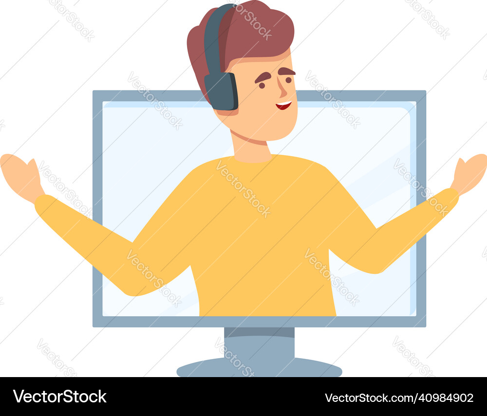 Gamer vlogger icon cartoon video live Royalty Free Vector