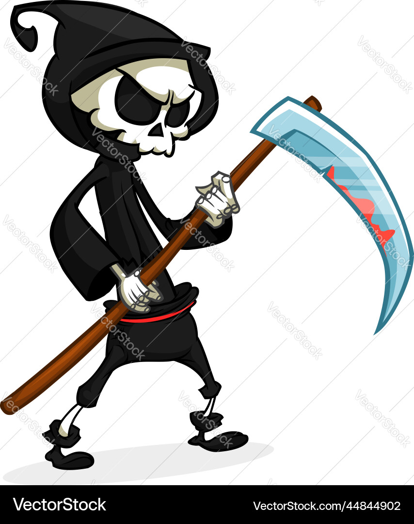 Grim reaper cartoon character with scythe Vector Image