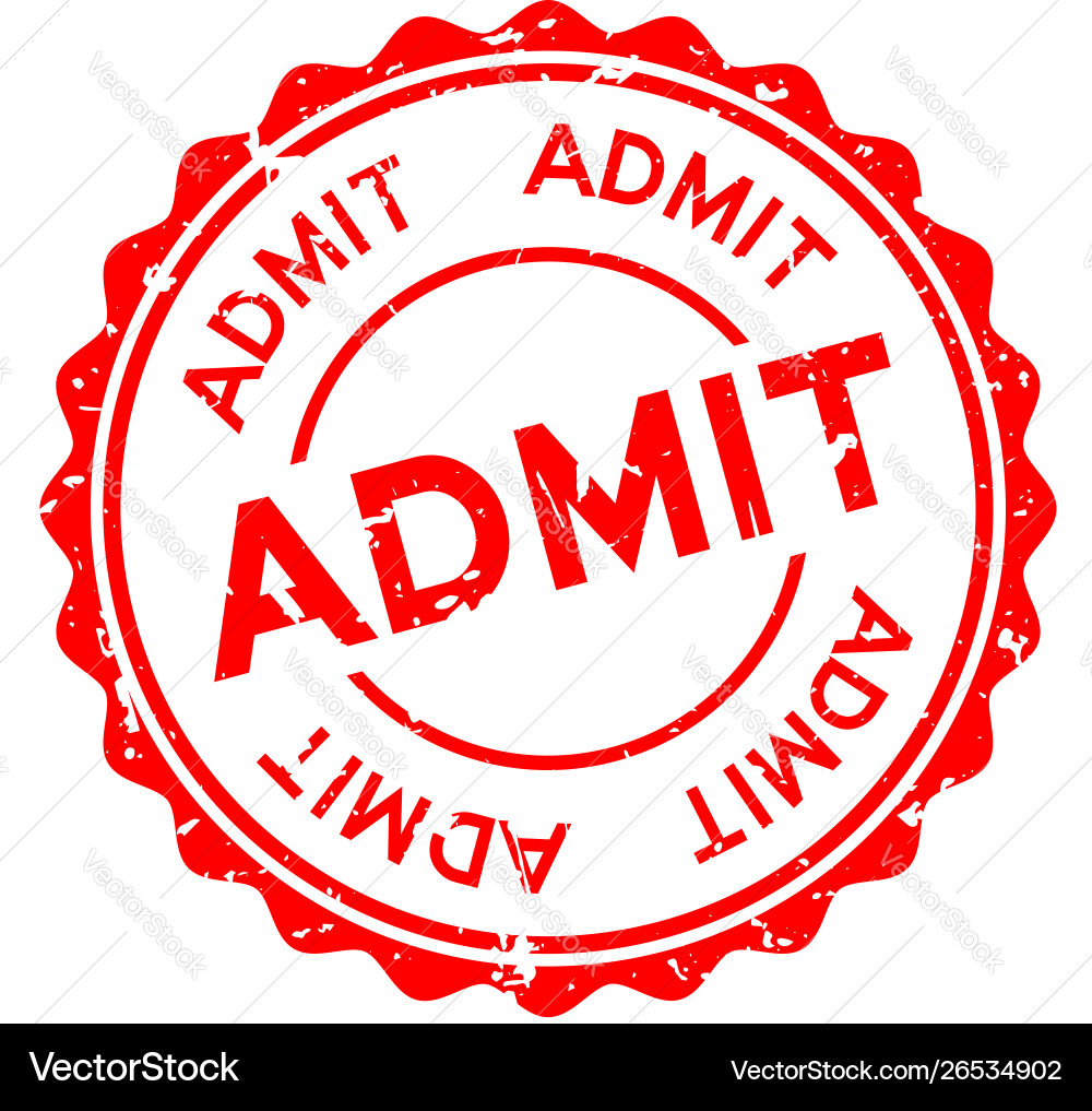 Grunge red admit word round rubber seal stamp Vector Image