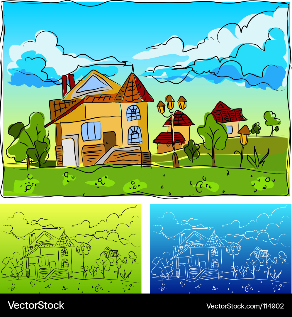 Landscape drawing Royalty Free Vector Image - VectorStock