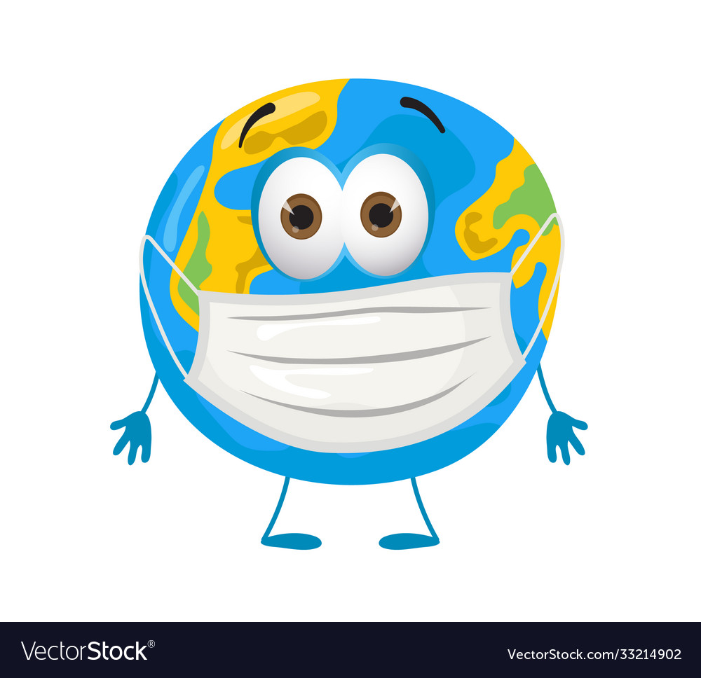 Scared earth planet using mask because Royalty Free Vector