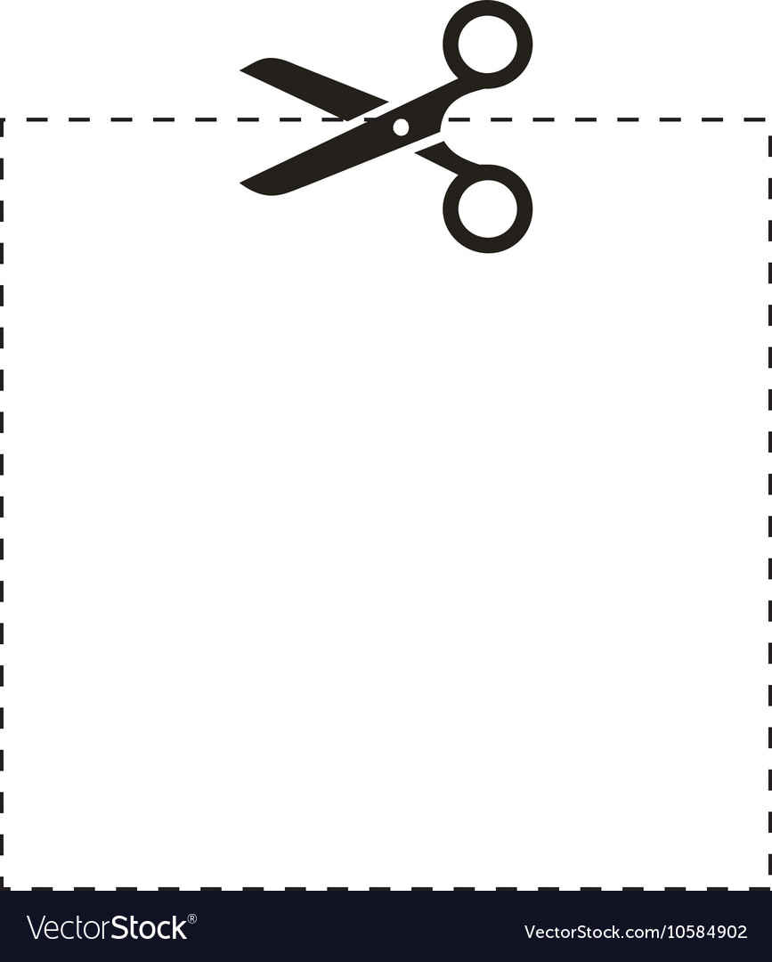 Scissors square cut line Royalty Free Vector Image