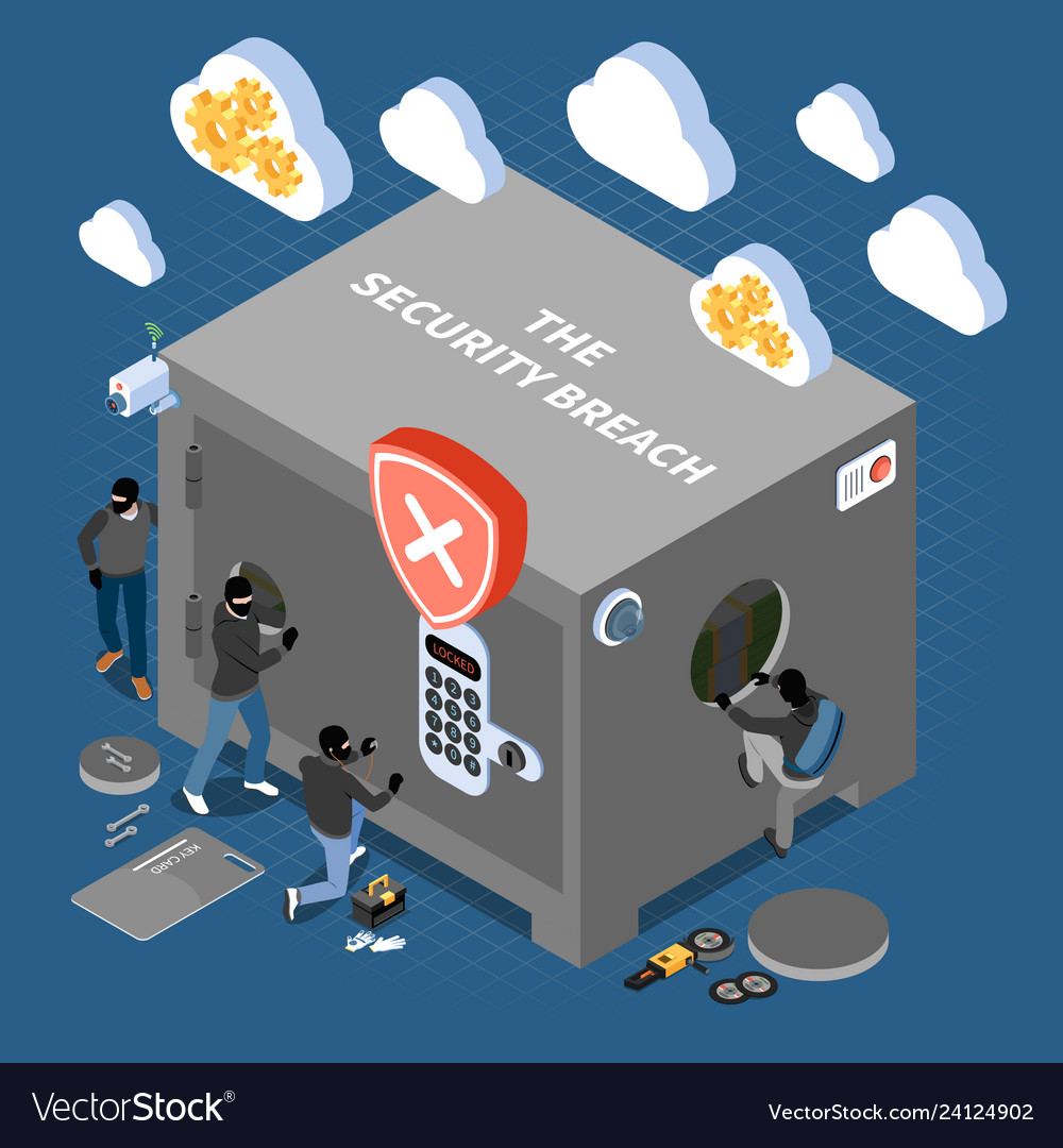 Security breach isometric composition Royalty Free Vector