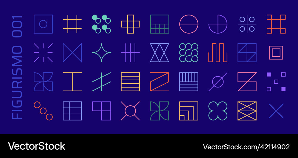 Set of abstract geometric linear icons Royalty Free Vector