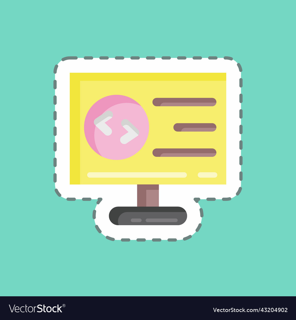 Sticker line cut computer programming suitable Vector Image