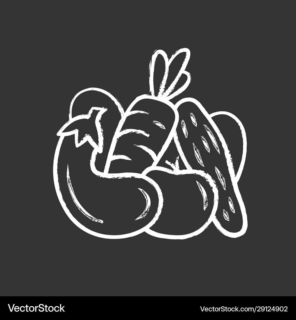 Vegetables chalk icon cucumber tomato carrot Vector Image