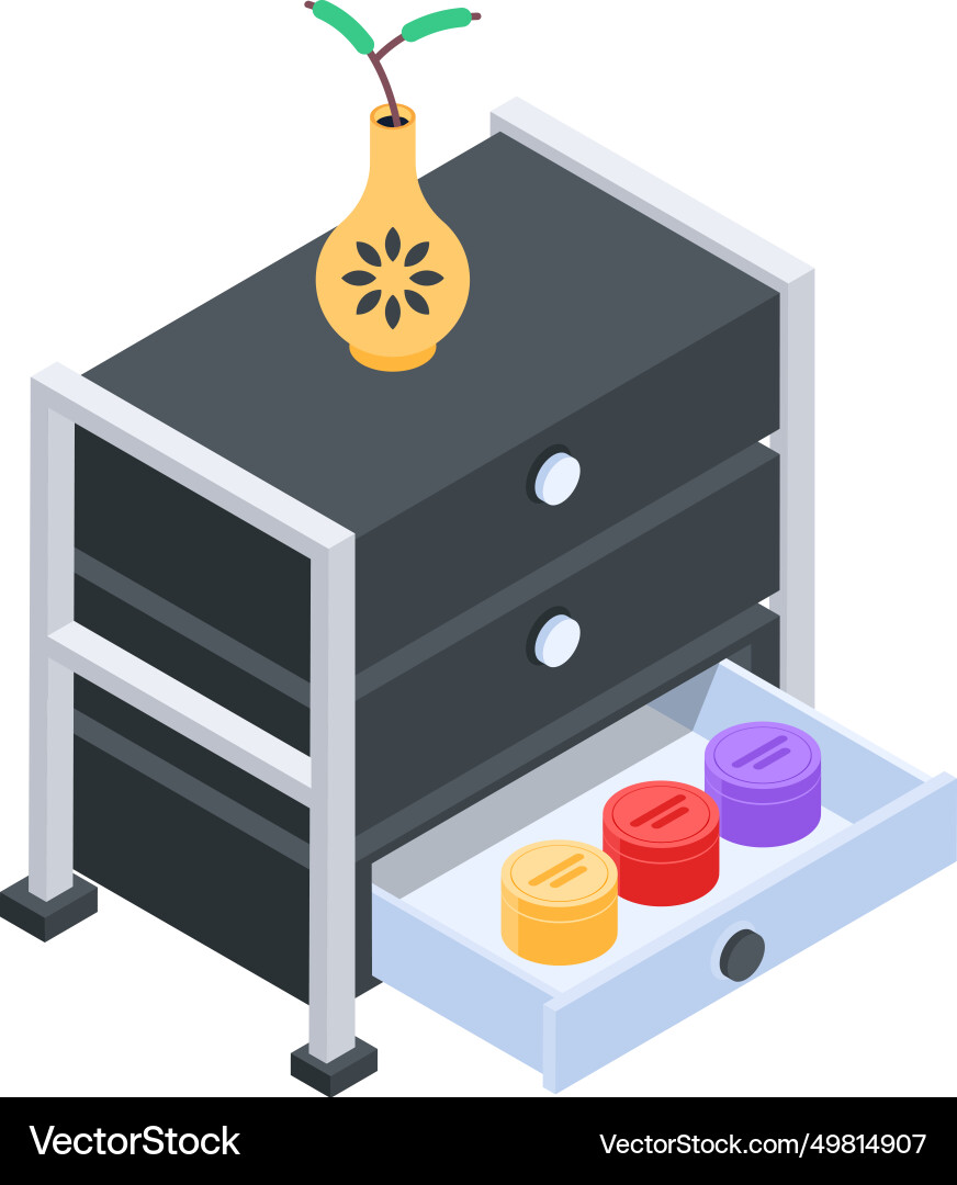 An isometric icon depicting drawers chest Vector Image