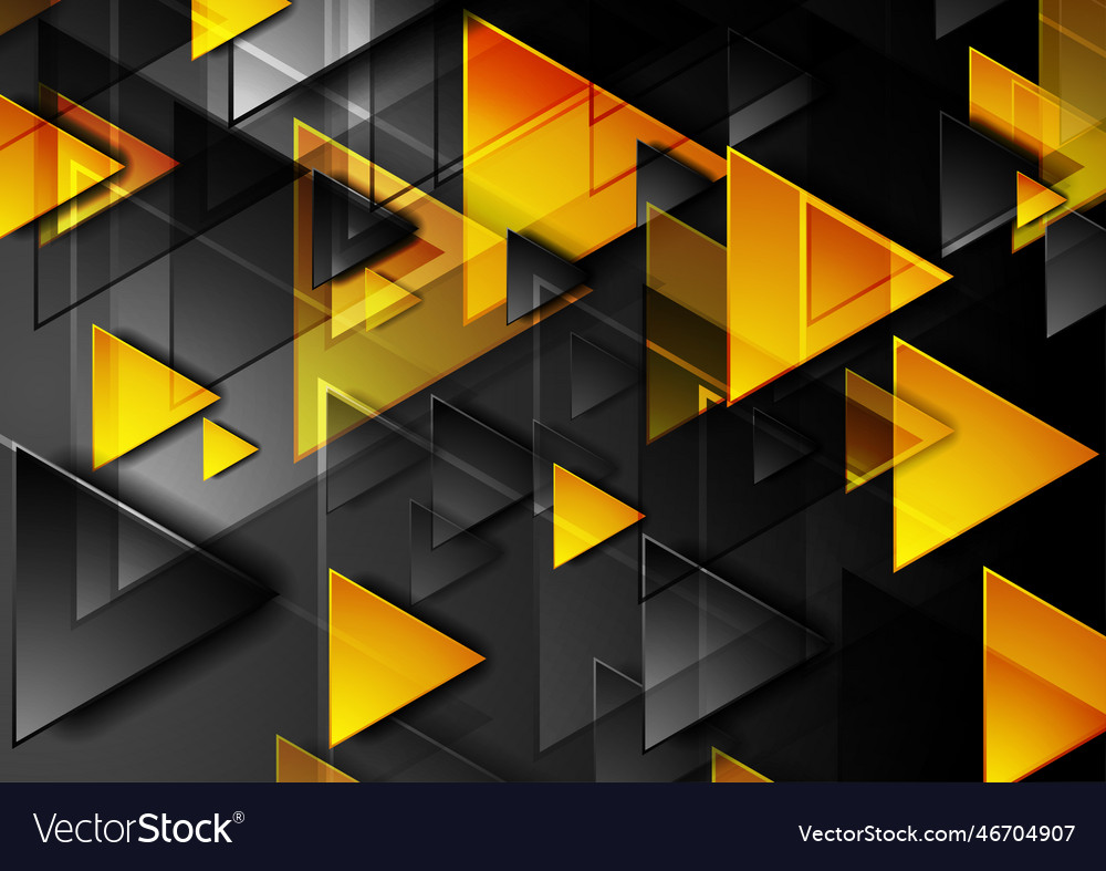 Black and orange glossy triangles abstract Vector Image