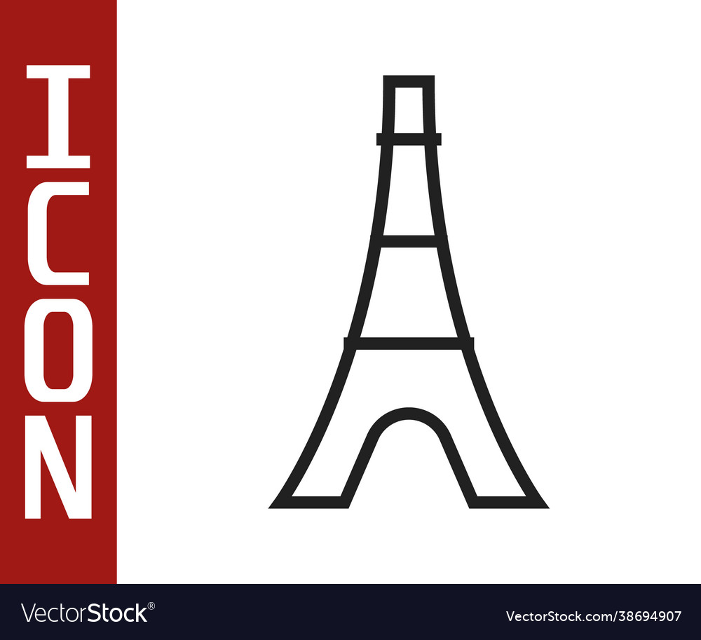 Black line eiffel tower icon isolated on white Vector Image Black line eiffel tower icon isolated on white Vector Image