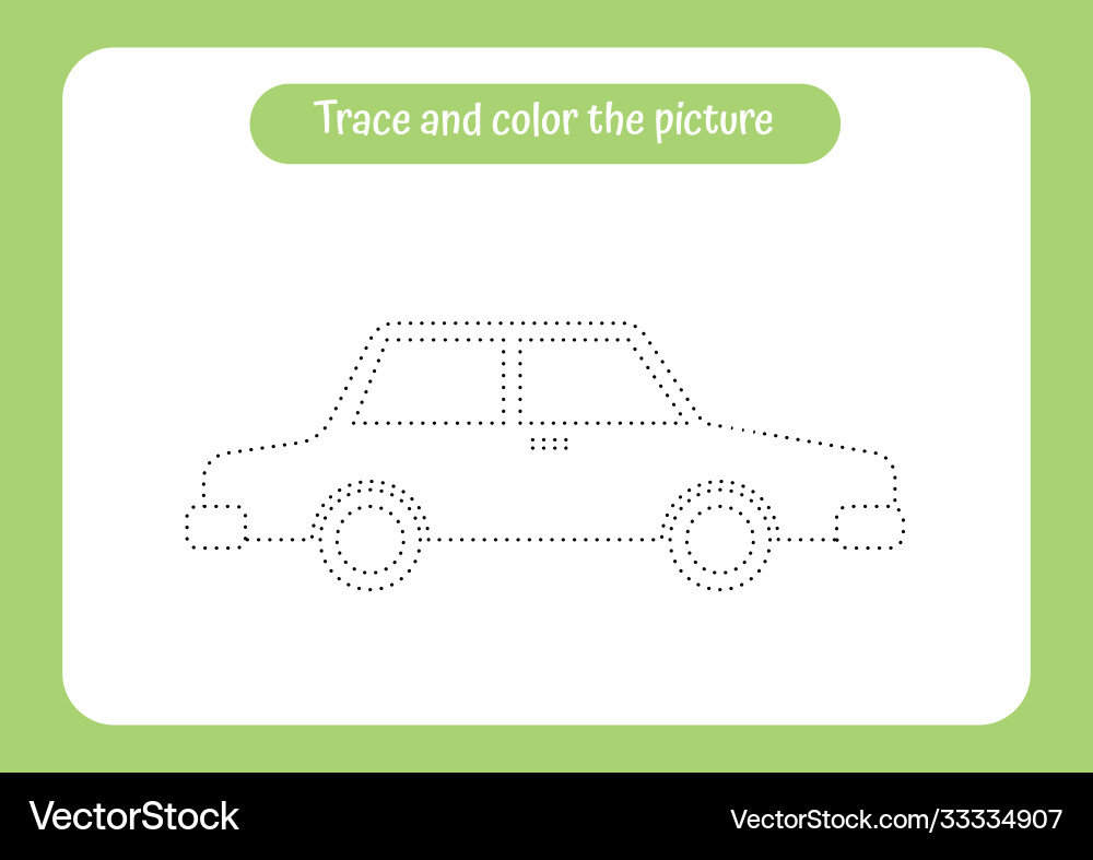 Car trace and color picture educational game Vector Image