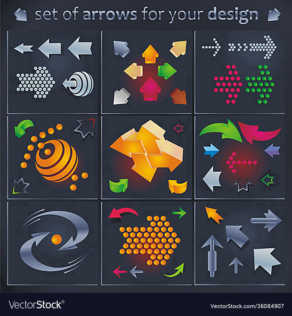 Collection arrows Royalty Free Vector Image - VectorStock
