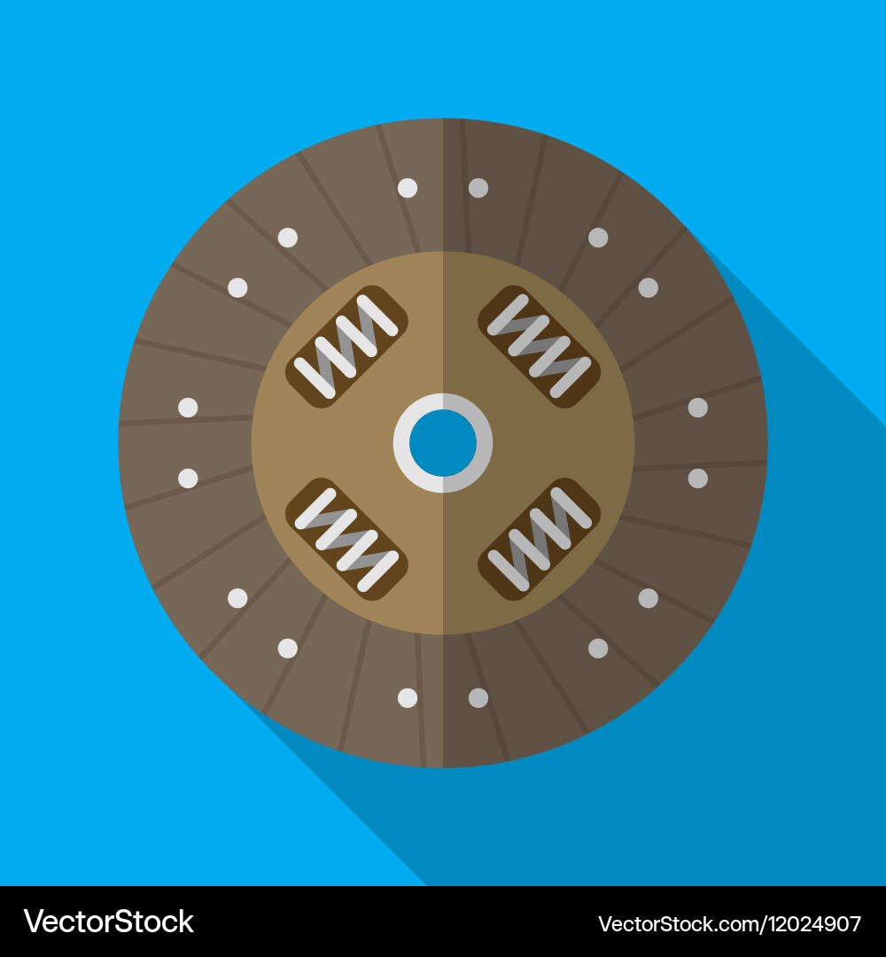 Colorful car clutch plate disk icon in modern flat
