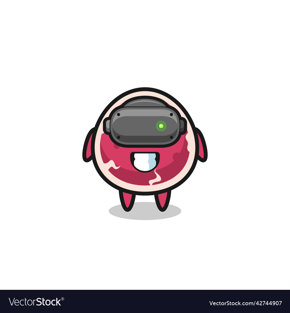 Cute beef using vr headset Royalty Free Vector Image