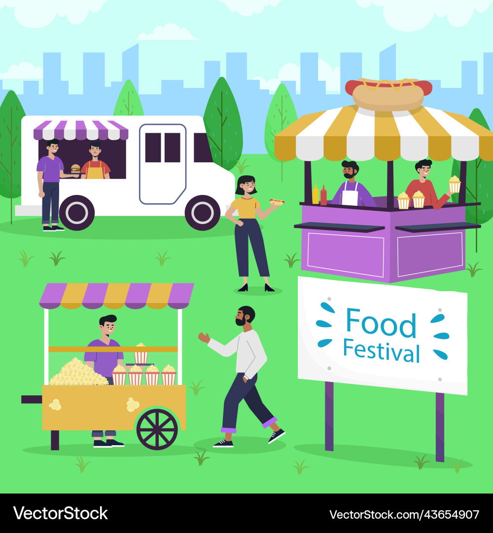 Flat design food festival Royalty Free Vector Image