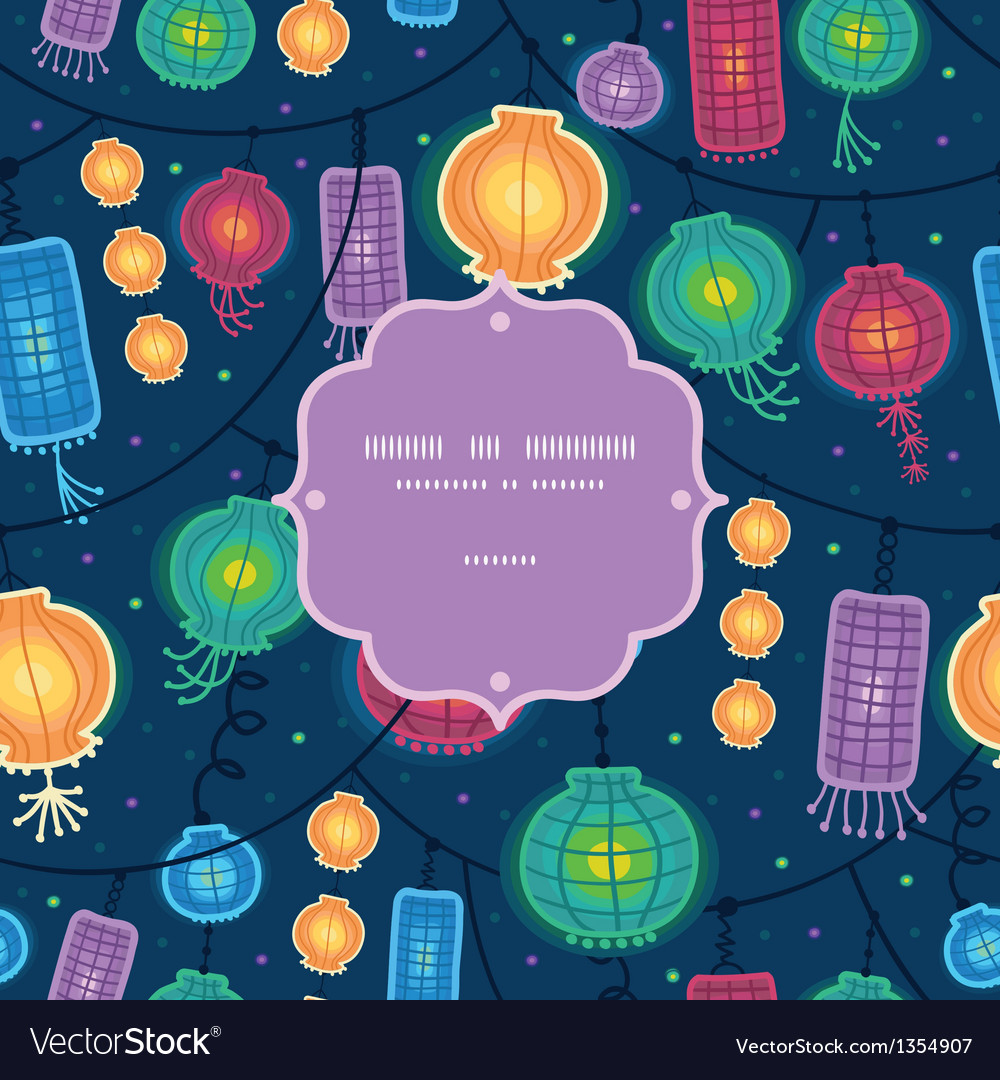 Glowing lanterns frame seamless pattern background